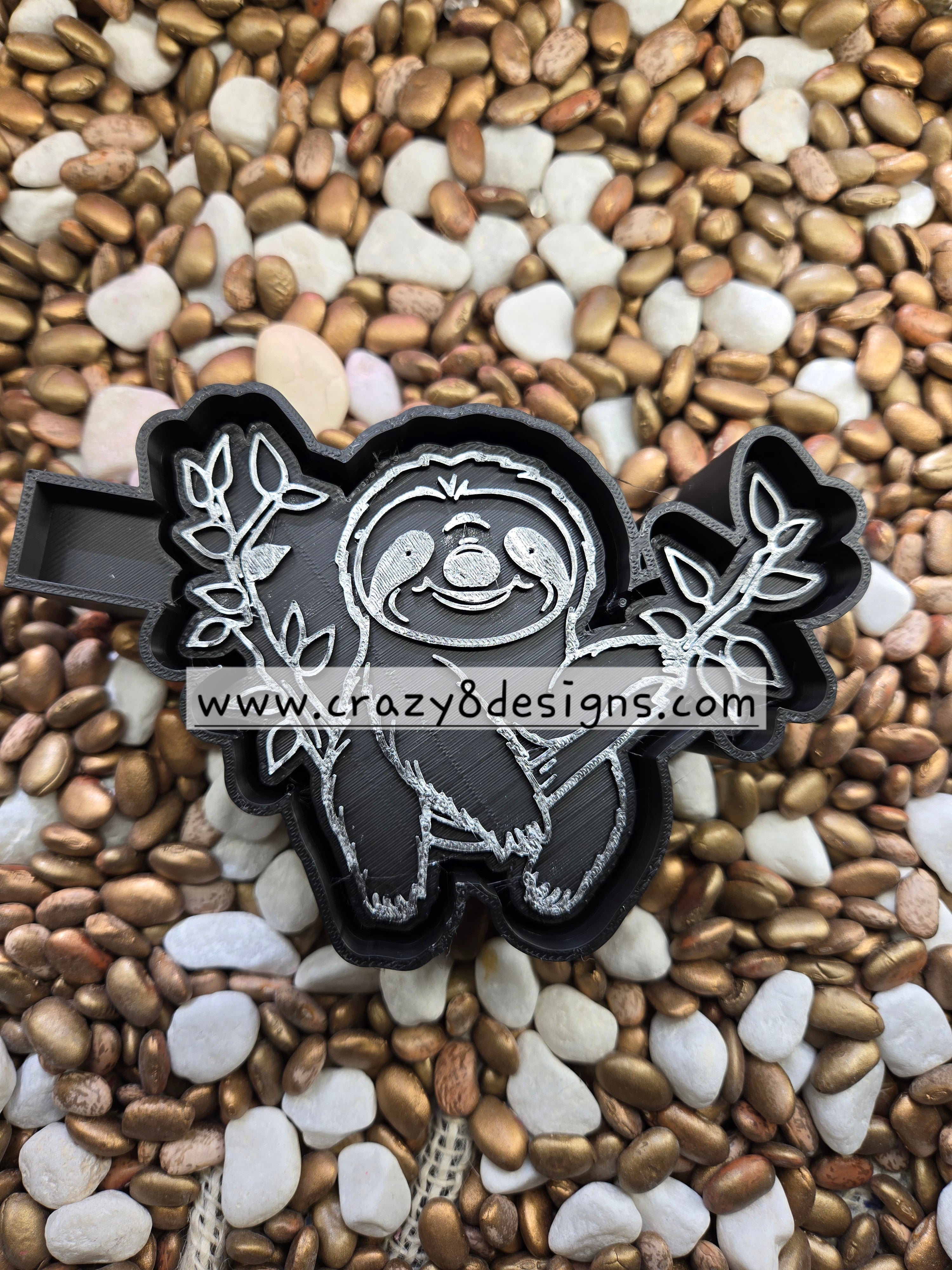 2086. Sloth Freshie Mold – Crazy 8 Design